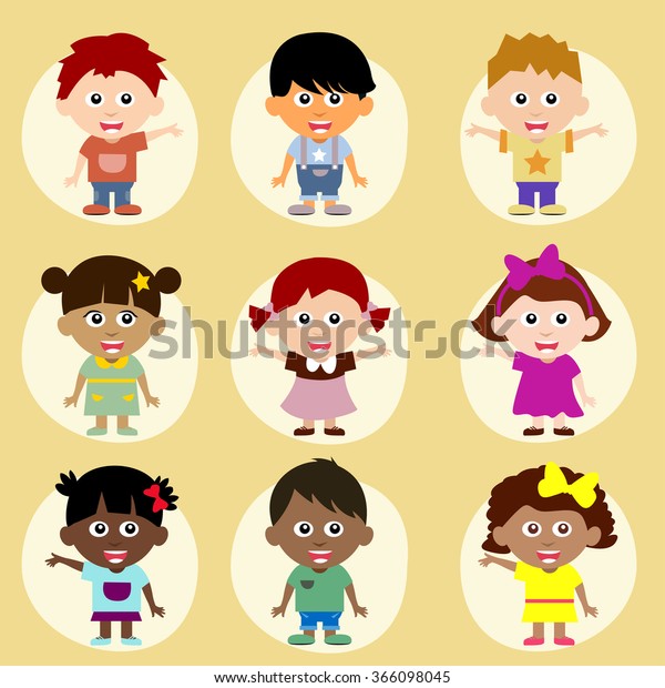 dessin humoristique drôles d'enfants heureux image : image vectorielle ...