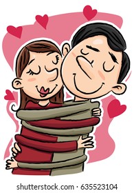 Cartoon Funny Hugging Couple Stock Vector (Royalty Free) 635523104 ...