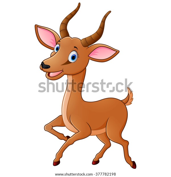 Cartoon Funny Impala Isolated On White: vector de stock (libre de ...