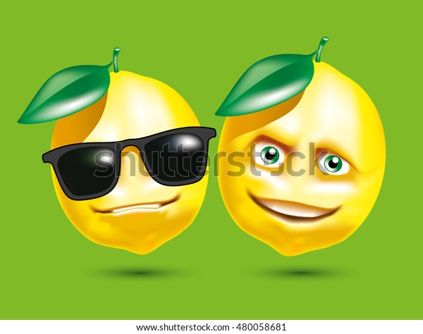 Cartoon Funny Lemons Characters Smiling Faces Stock Vector (Royalty ...