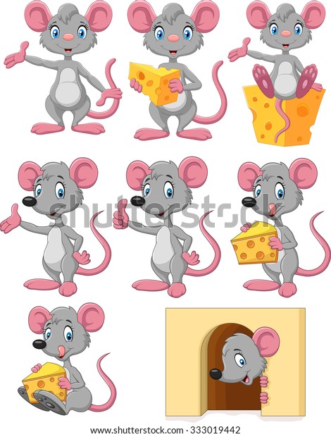 Cartoon Funny Mouse Collection Set: เวกเตอร์สต็อก (ปลอดค่าลิขสิทธิ์ ...