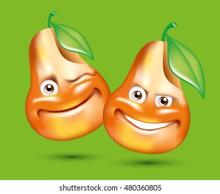 Cartoon Funny Pears Characters Smiling Faces Stock Vector (Royalty Free ...