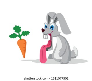 Cartoon Funny Rabbit Isolated On White Stock Vector (Royalty Free ...