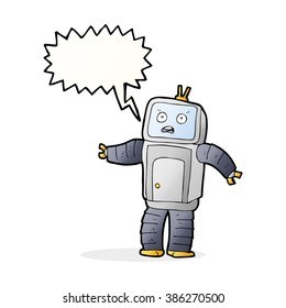 Cartoon Funny Robot Speech Bubble Stock Vector (Royalty Free) 386270500 ...