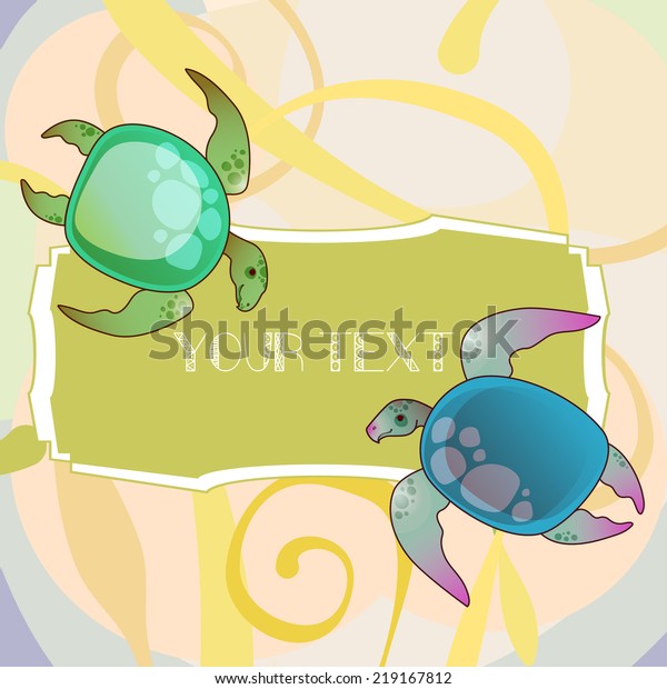 Cartoon Funny Sea Turtle Frame Text Stock Vector (Royalty Free ...
