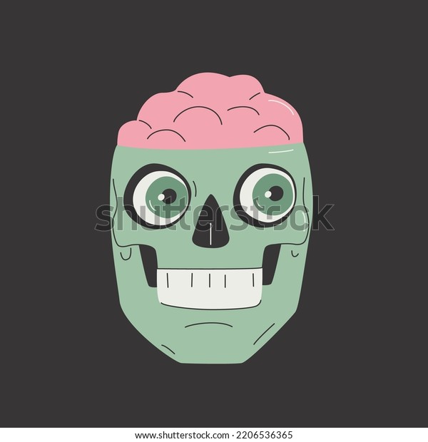 Cartoon Funny Skull Brain Eye Sockets Stock Vector (Royalty Free ...
