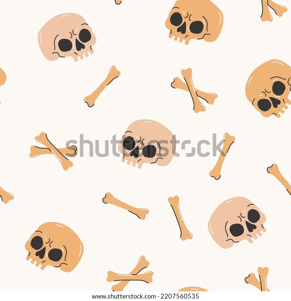 Cartoon Funny Skulls Bones Crossbone Seamless Stock Vector (Royalty ...
