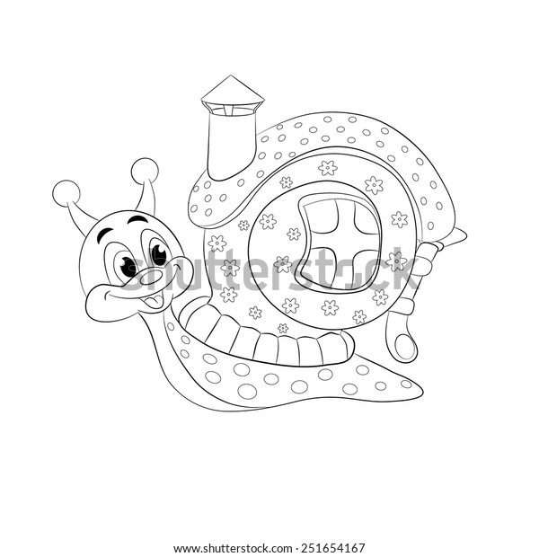 Cartoon Funny Snail House Coloring Book Stock Vector (Royalty Free ...