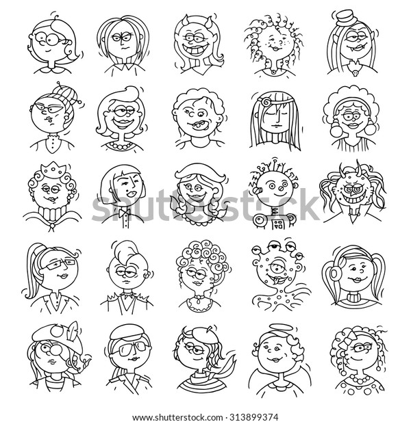 Cartoon Funny User Avatars Trendy Hand Stock Vector (Royalty Free ...