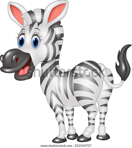 Cartoon Funny Zebra Isolated On White Stock Vector (Royalty Free ...