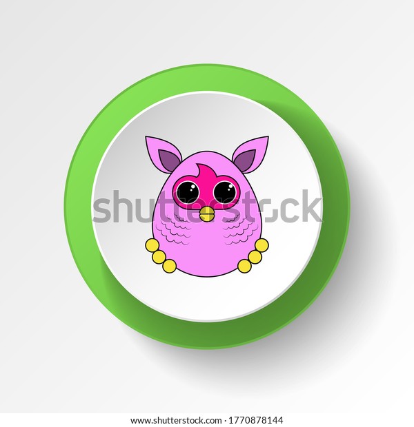 Cartoon Furby Toy Colored Button Icon Stock Vector (Royalty Free ...