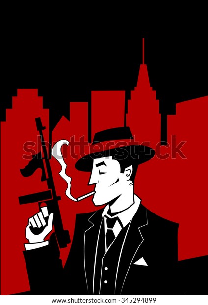 Cartoon Gangster Comic Art Vector Illustration Stock Vector (Royalty ...