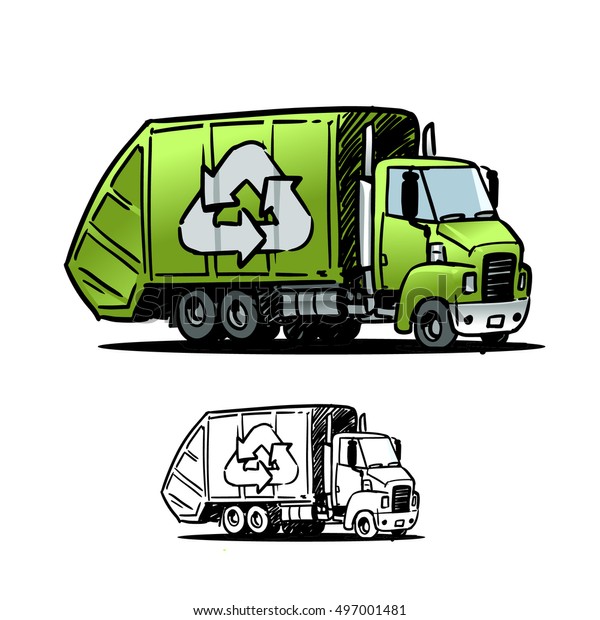 Cartoon Garbage Truck Stock Vector (Royalty Free) 497001481