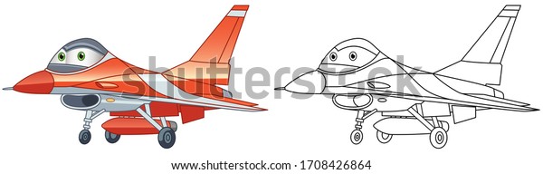 Vektor Stok Cartoon General Dynamics F16 Fighting Falcon (Tanpa Royalti ...