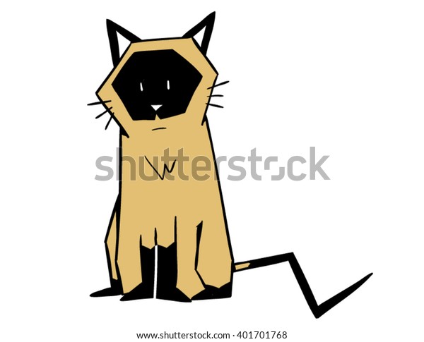 Cartoon Geometric Siamese Cat: vector de stock (libre de regalías ...