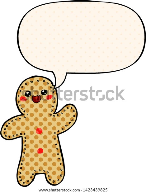 Cartoon Gingerbread Man Speech Bubble Comic Stock Vector (Royalty Free ...
