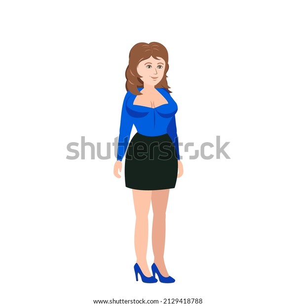 Cartoon Girl Big Breasts Vector Image: เวกเตอร์สต็อก (ปลอดค่าลิขสิทธิ์ ...