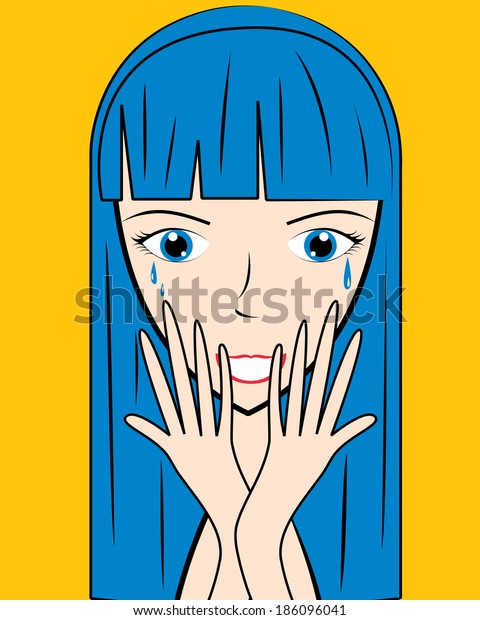 Cartoon Girl Crying Face Vector Stock Vector (Royalty Free) 186096041 ...