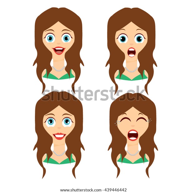 Cartoon Girl Different Mood Faces Stock Vector (Royalty Free) 439446442
