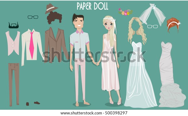 Cartoon Girl Doll Clothes Changes Stock Vector (Royalty Free) 500398297