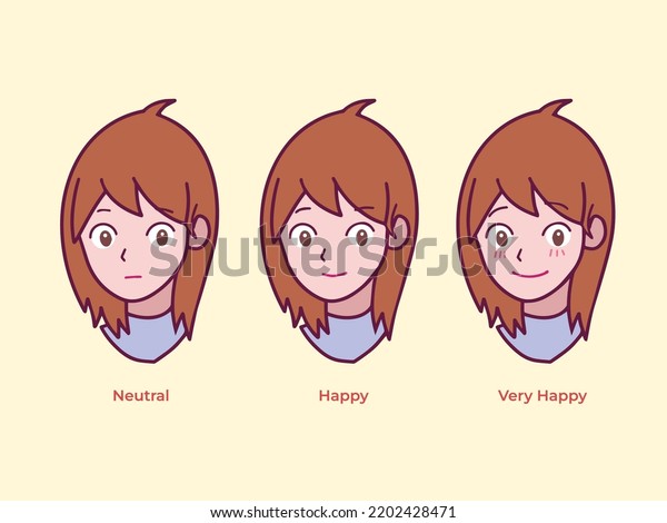 Cartoon Girl Expression Set Collection Neutral Stock Vector (Royalty ...