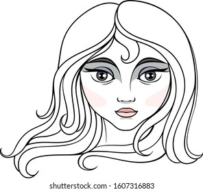 Cartoon Girl Face Simple Vector Illustration Stock Vector (Royalty Free ...