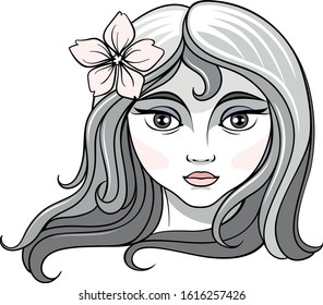 Cartoon Girl Face Simple Vector Illustration Stock Vector (Royalty Free ...