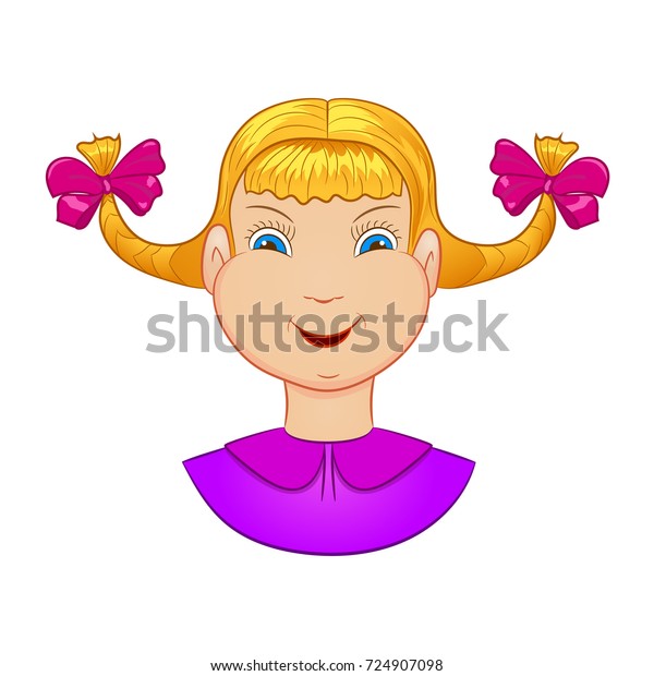 Cartoon Girl Face Vector Isolated Kid: เวกเตอร์สต็อก (ปลอดค่าลิขสิทธิ์ ...