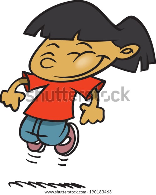 Cartoon Girl Jumping Joy Stock Vector (Royalty Free) 190183463