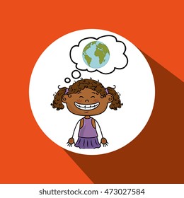 Cartoon Girl Map Global Vector Illustration Stock Vector (Royalty Free ...
