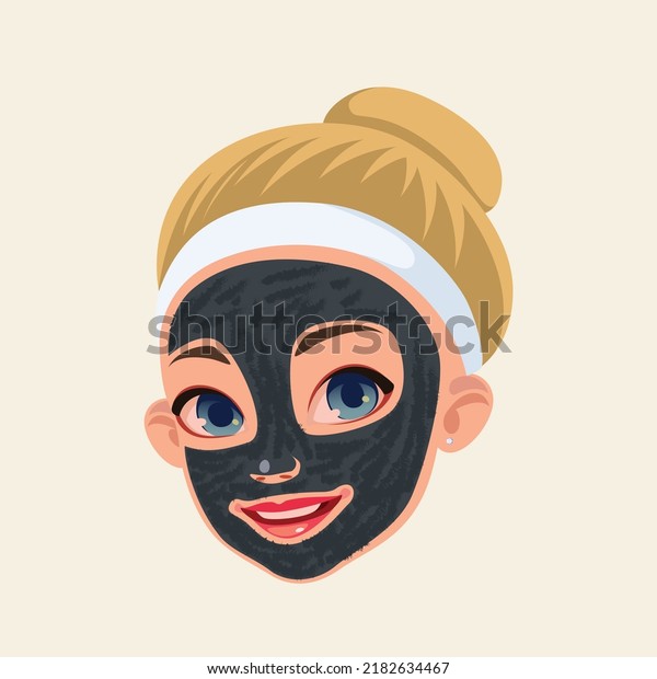 Cartoon Girl Mask Face Vector Art Stock Vector (Royalty Free ...