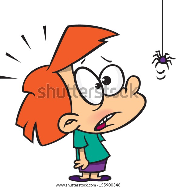 Cartoon Girl Scared Spider Stock Vector (Royalty Free) 155900348
