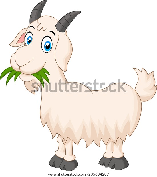 Cartoon Goat Eating Grass Stock Vector (Royalty Free) 235634209