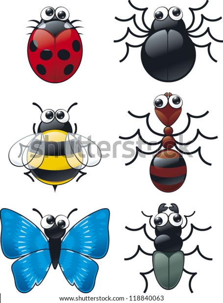 Cartoon Goggle Eyed Bug Collection Stock Vector (Royalty Free) 118840063