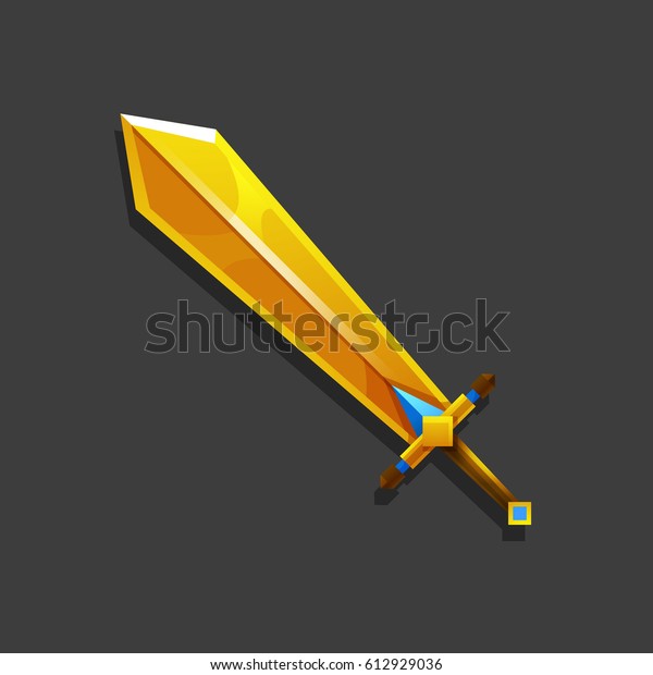 Cartoon Gold Game Sword Vector Illustration Stock Vector (Royalty Free ...