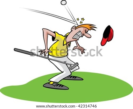 Cartoon Golfer Getting Hit Head Ball Stock Vector (Royalty Free ...
