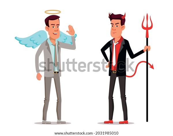 Cartoon Good Bad Guy Angel Demon Stock Vector (Royalty Free) 2031985010 ...