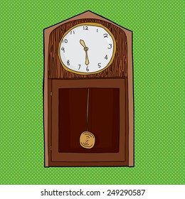 Cartoon Grandfather Clock Pendulum Over Green 스톡 벡터(로열티 프리) 249290587 ...