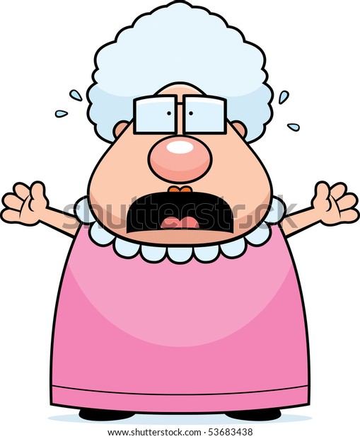 Cartoon Grandma Scared Expression: vector de stock (libre de regalías ...
