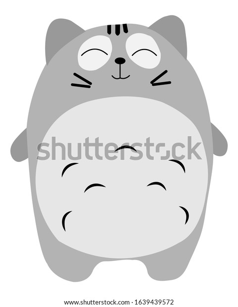 Cartoon Gray Fat Cat Smiling On 库存矢量图（免版税）1639439572 | Shutterstock