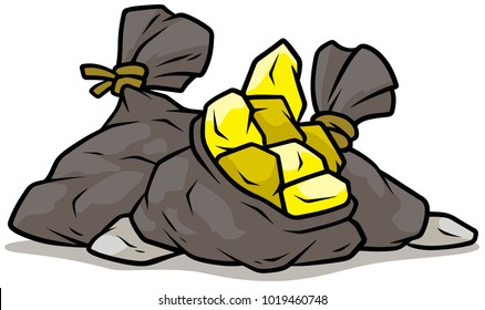 Cartoon Gray Open Bag Gold Metal Stock Vector (Royalty Free) 1019460742