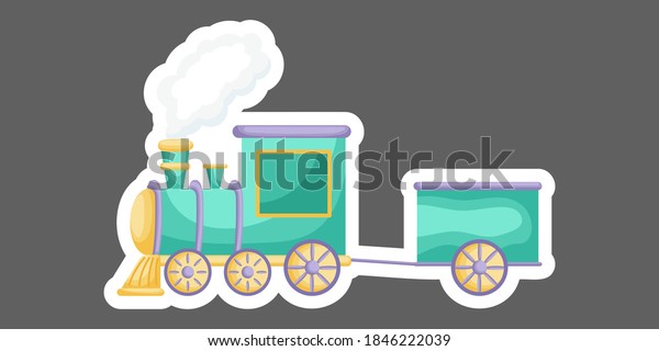 Cartoon Green Train Design Notebook Cards Stock Vector (Royalty Free ...