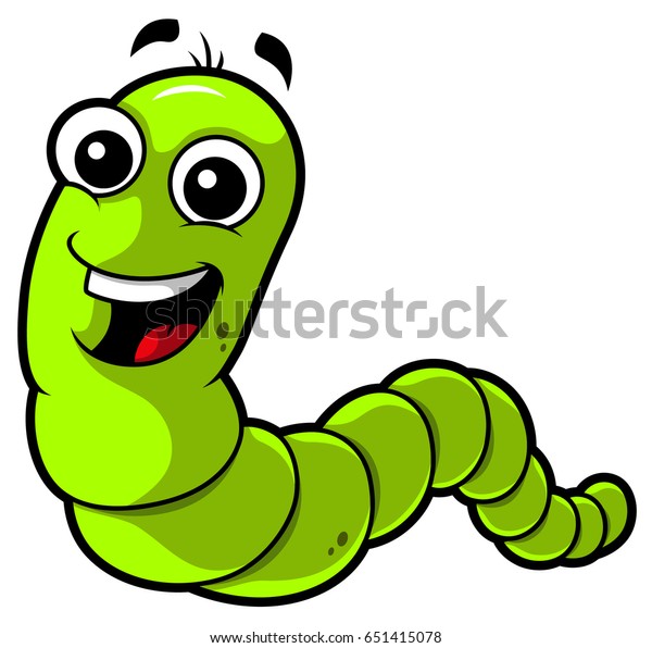 Gusano verde de caricatura