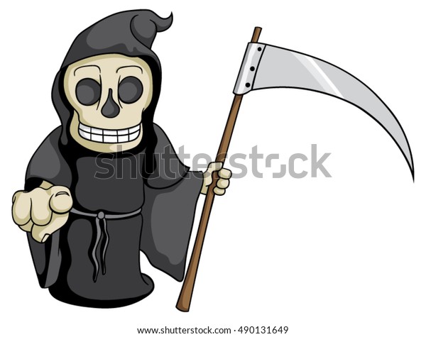 Cartoon Grim Reaper Pointing Forward Stock Vector (Royalty Free ...