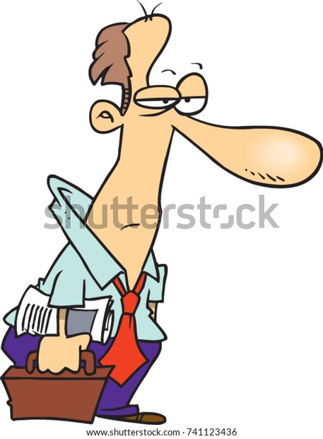 Cartoon Grumpy Businessman Holding Newspaper Briefcase Stock Vector ...