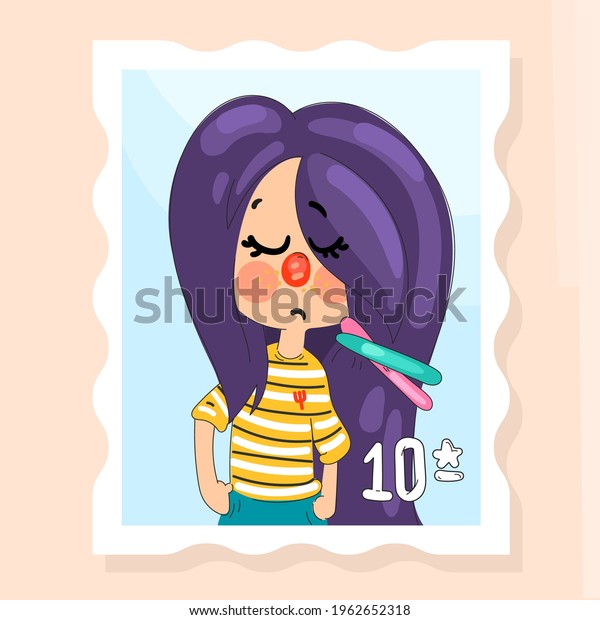 Cartoon Grumpy Girl Vector Kids Character Stock Vector (Royalty Free ...