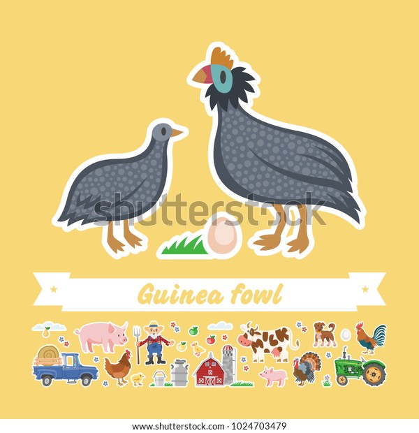 Cartoon Guinea Fowl Vector Flat Illustration Stock Vector (Royalty Free ...