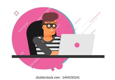 Cartoon Hacker Laptop Vector Illustration Stock Vector (Royalty Free ...