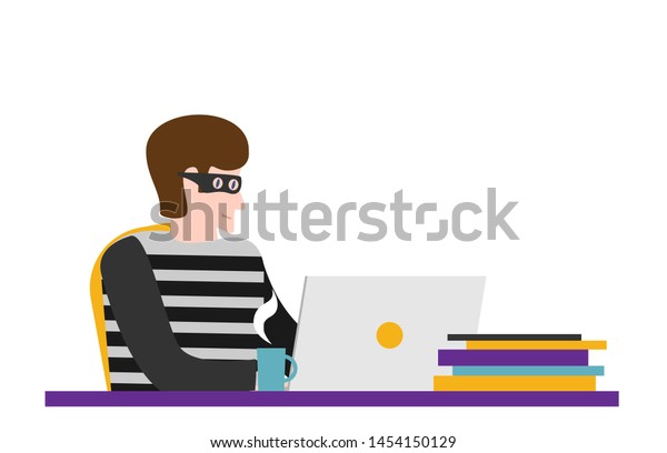 Cartoon Hacker Laptop Vector Illustration Stock Vector (Royalty Free ...
