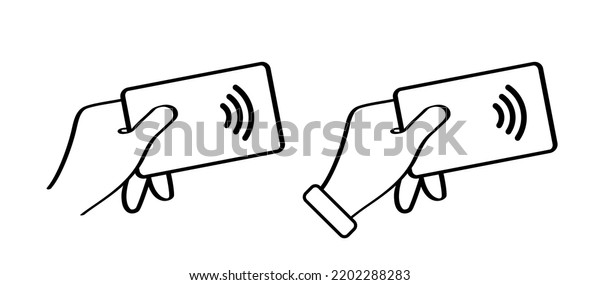 Cartoon Hand Contactless Wireless Payment Card Stock Vector (Royalty ...